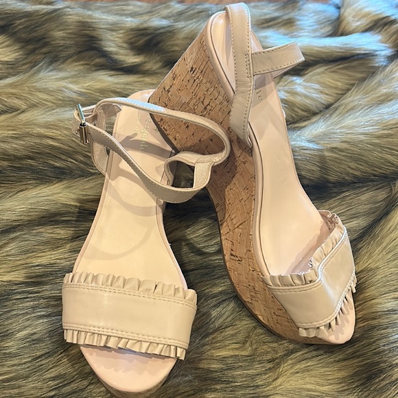 kate spade | Shoes | New Kate Spade Tomas Wedge Ruffle Sandals Cork ...